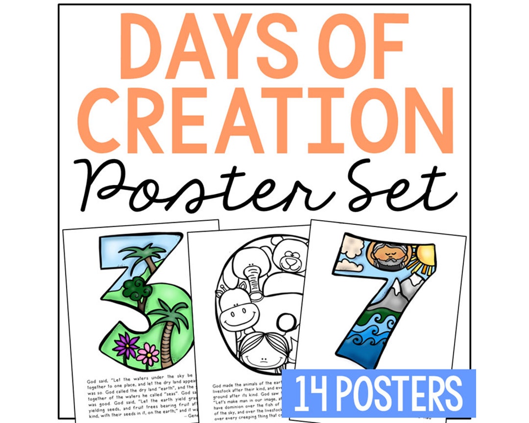 DAYS OF CREATION Bible Story Activity Posters Christian - Etsy Portugal