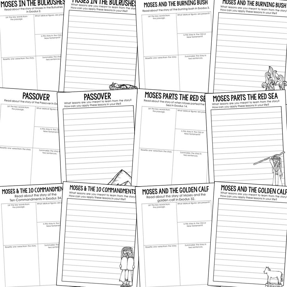 MOSES Bible Story Coloring Page Activity Sunday School Lesson Plan ...