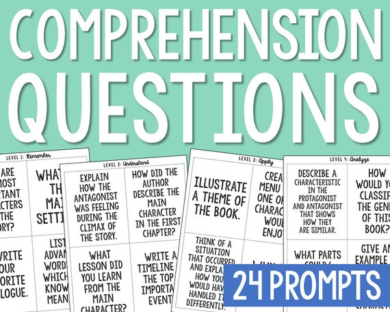 READING COMPREHENSION Question Cards for Any Novel Book | Etsy