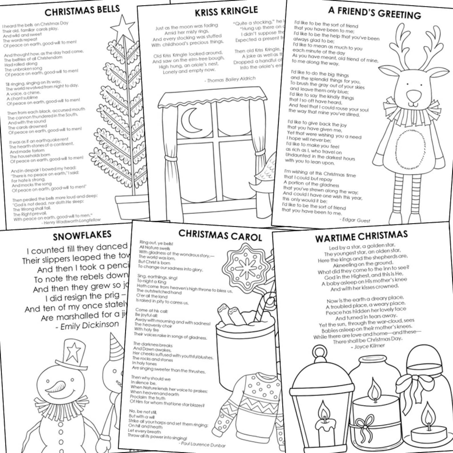 CHRISTMAS POEMS for Kids and Teens Coloring Pages Activity Poetry ...