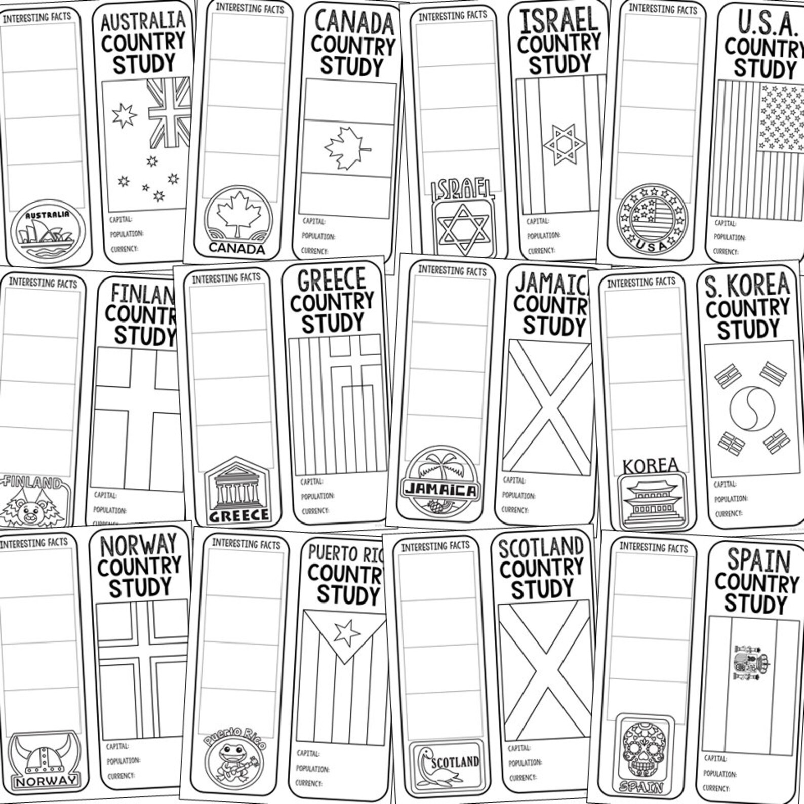 COUNTRY STUDY RESEARCH Project for Any Country Lapbook World | Etsy