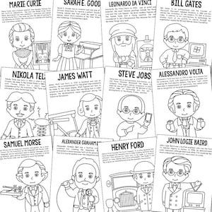 FAMOUS INVENTORS Coloring Page Activity, Homeschool Printables ...