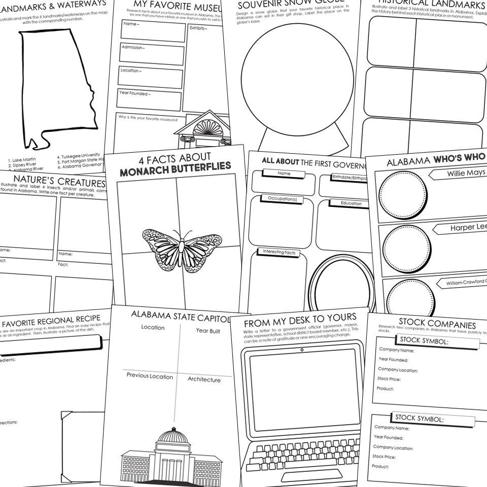 ALABAMA State History Project Activity Social Studies Unit Study Lesson ...