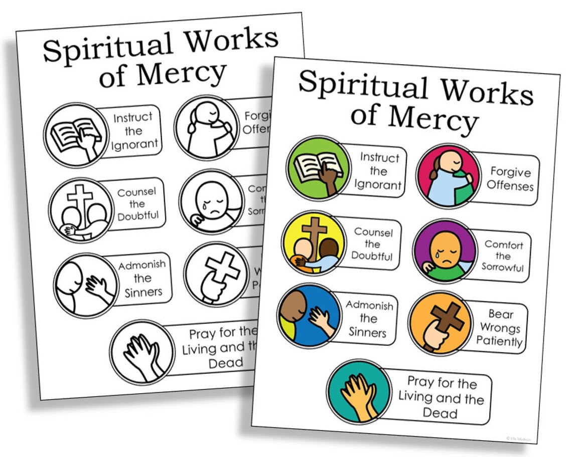 SPIRITUAL WORKS of MERCY Catholic Coloring Page and Poster - Etsy