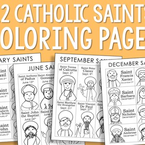 CATHOLIC SAINTS of the MONTH Coloring Pages Lesson Activity | Etsy Canada