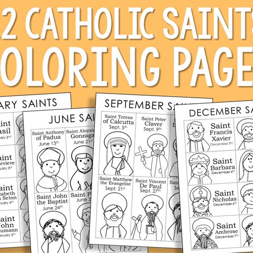 Catholic Saints Coloring Pages - Etsy