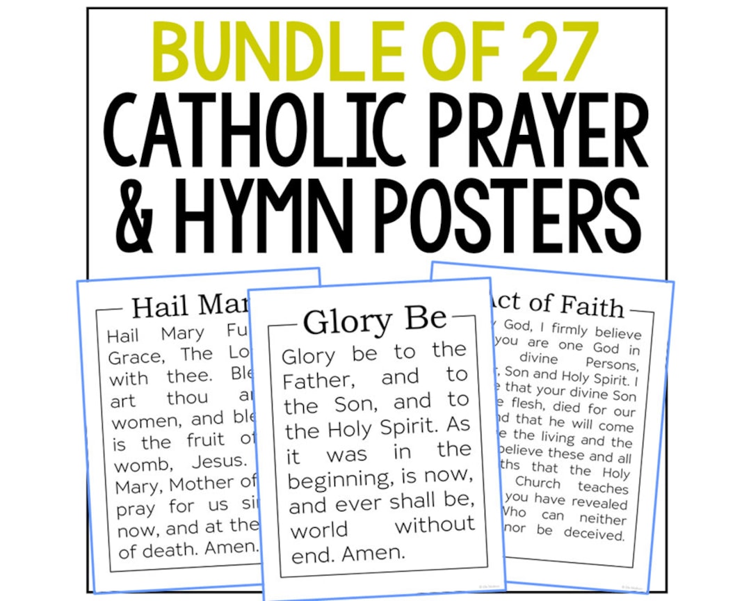 Catholic Prayer and Hymn Posters for Kids | Christian Homeschool ...