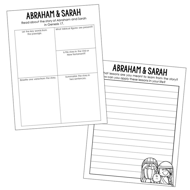 ABRAHAM and SARAH Bible Story Coloring Page and Poster Sunday School ...