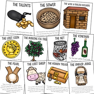 THE PARABLES Bible Story Activity Posters Activity | Christian ...