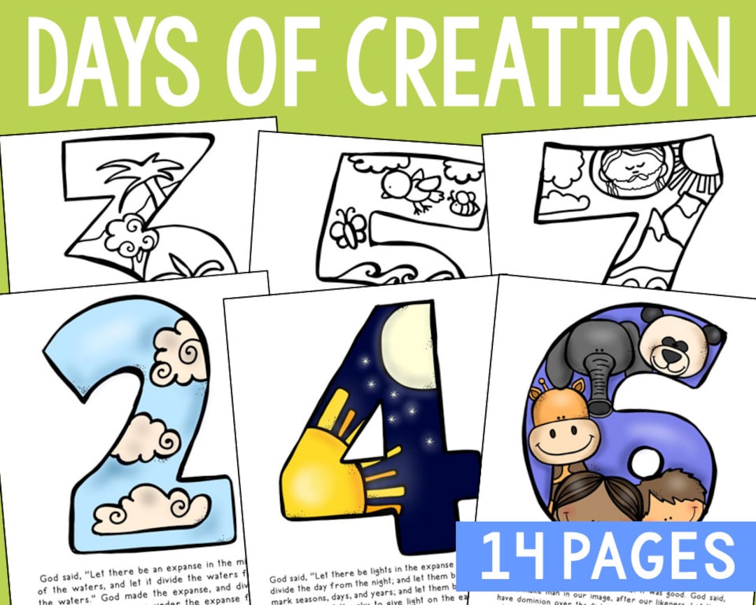 DAYS OF CREATION Bible Story Activity Posters Christian - Etsy