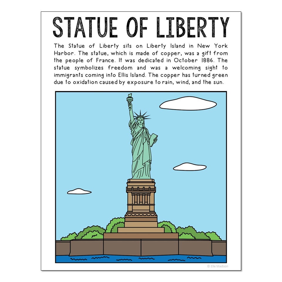 USA AMERICAN LANDMARKS Color Posters Geography Class Bulletin Board ...