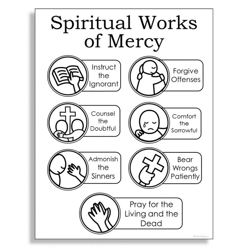 SPIRITUAL WORKS of MERCY Catholic Poster Coloring Page for - Etsy