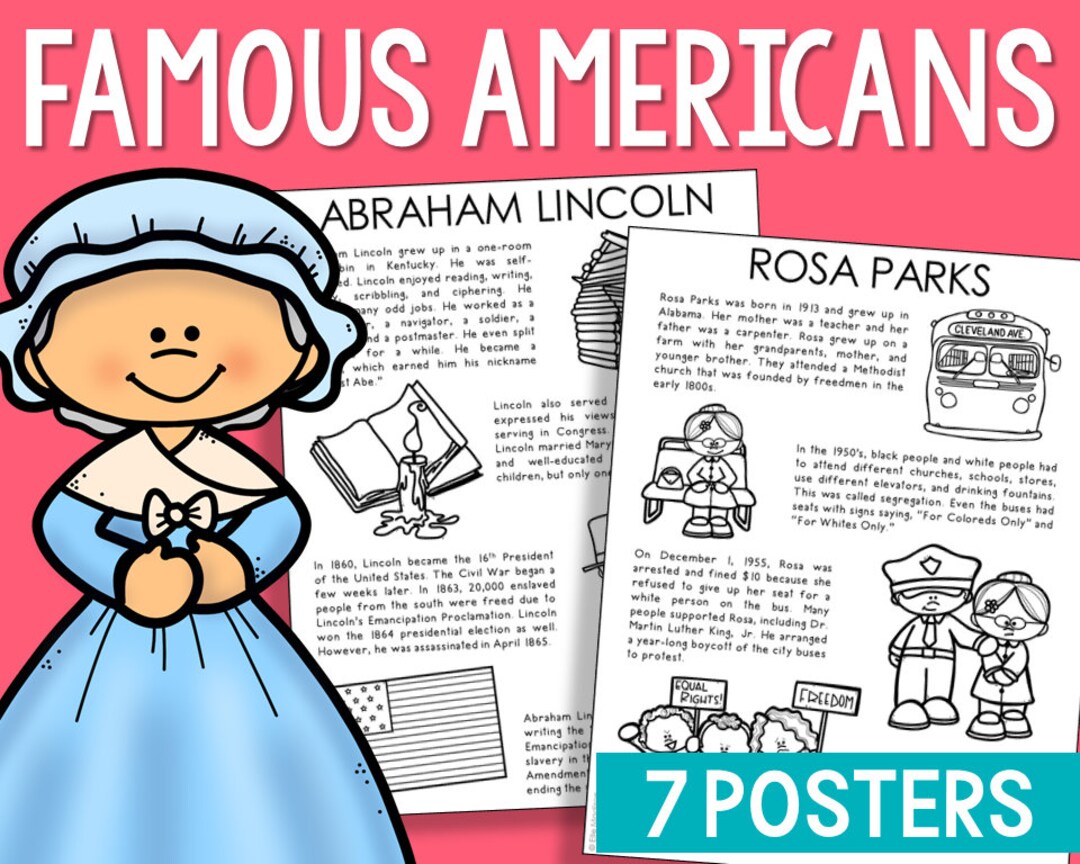 FAMOUS AMERICANS Social Studies Printables Homeschool - Etsy