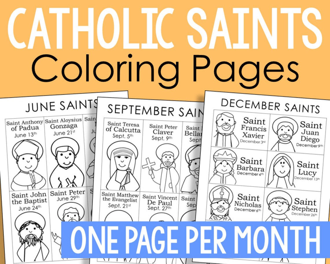CATHOLIC SAINTS of the MONTH Coloring Pages All Saints Day - Etsy Canada