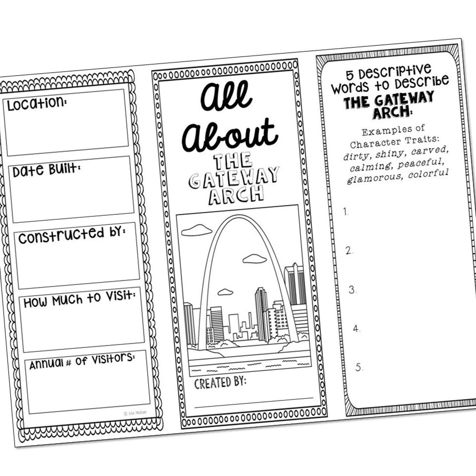 USA LANDMARKS Research Brochure Projects Social Studies | Etsy