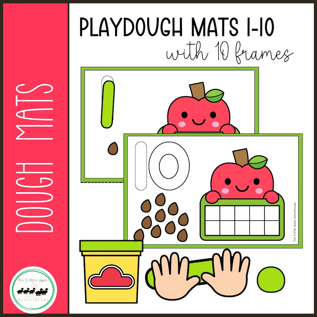 Playdough Apple Math Mats | Dry Eraser Learning Activity for Kids | Fun ...