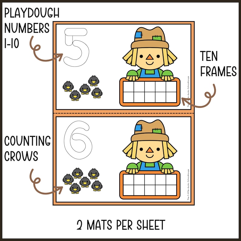 Fall Scarecrow Number Playdough Mats 1-10: Kids Learning Activity ...