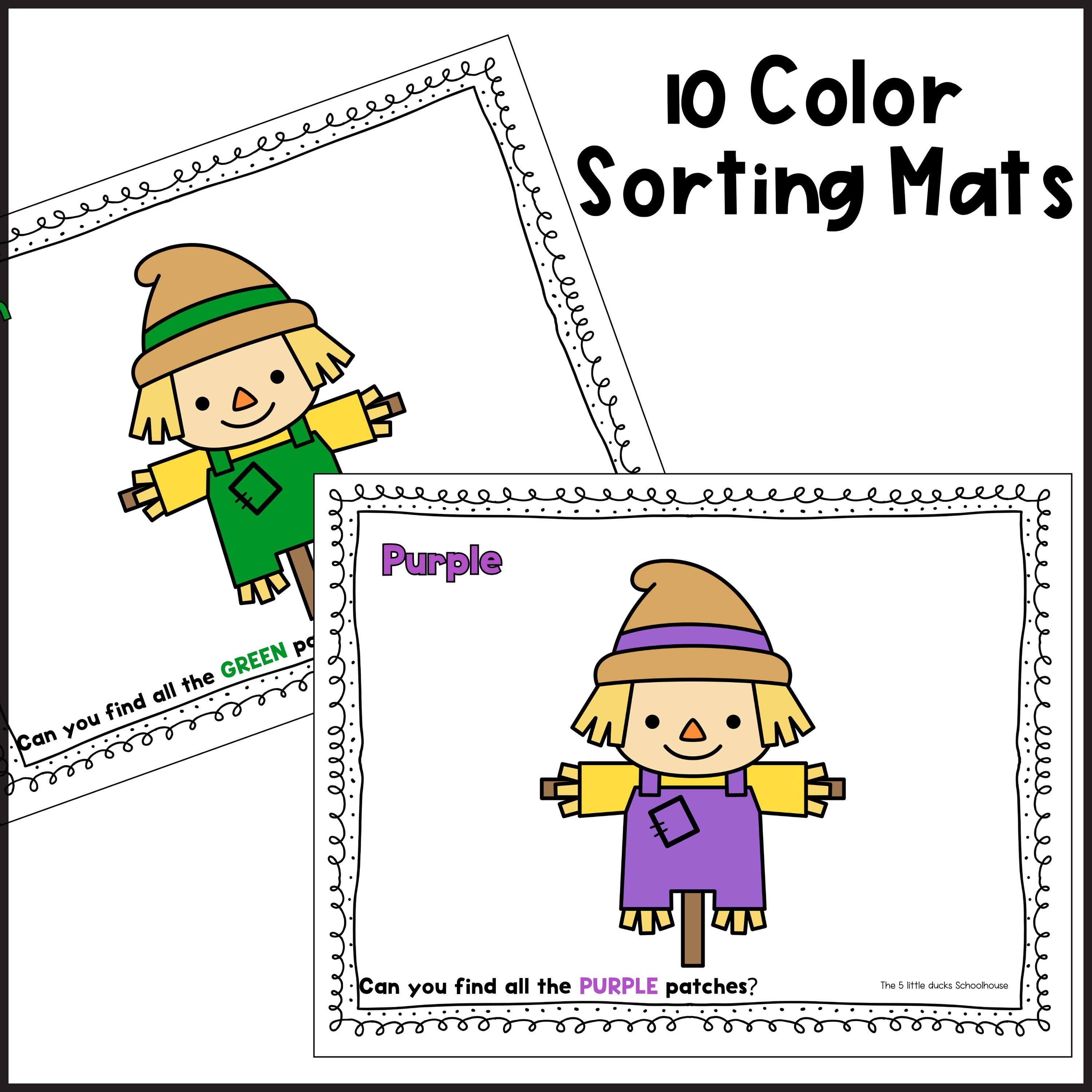 Fall Scarecrow Color Sorting Mats: Preschool Learning (digital Download ...
