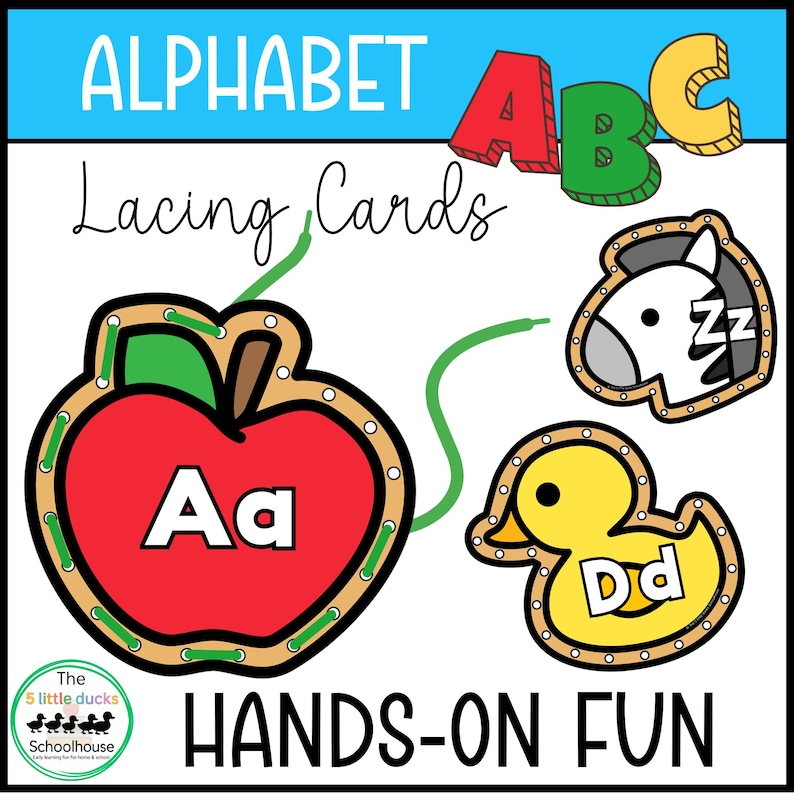 Alphabet Lacing Cards A-Z: Fine Motor Skills Activity (printable) - Etsy
