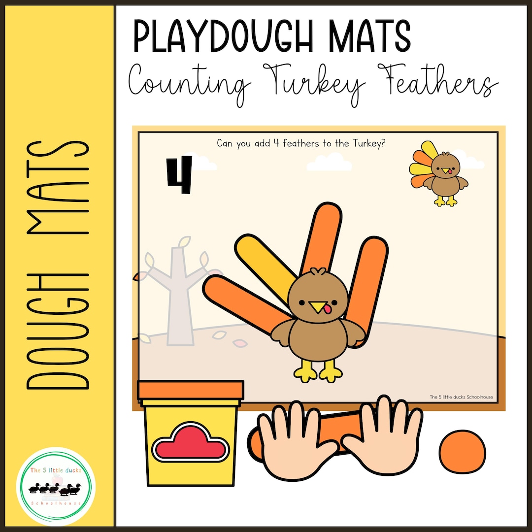 Counting Turkey Feathers Playdough Mats | Fun Thanksgiving Math ...