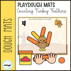 Counting Turkey Feathers Playdough Mats | Fun Thanksgiving Math ...