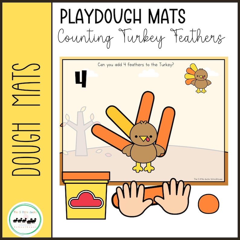 Counting Turkey Feathers Playdough Mats | Fun Thanksgiving Math ...