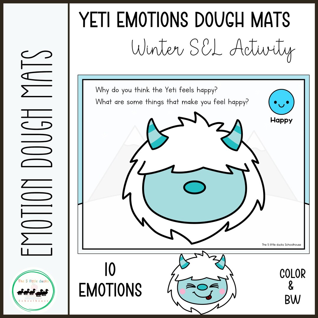 Yeti Feelings & Emotions Dough Mats | Winter SEL Sensory Activity for ...