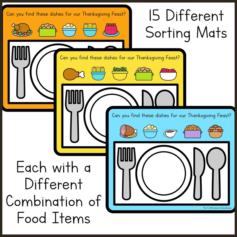 Thanksgiving Food Sorting Mats: Educational Activity (digital Download ...
