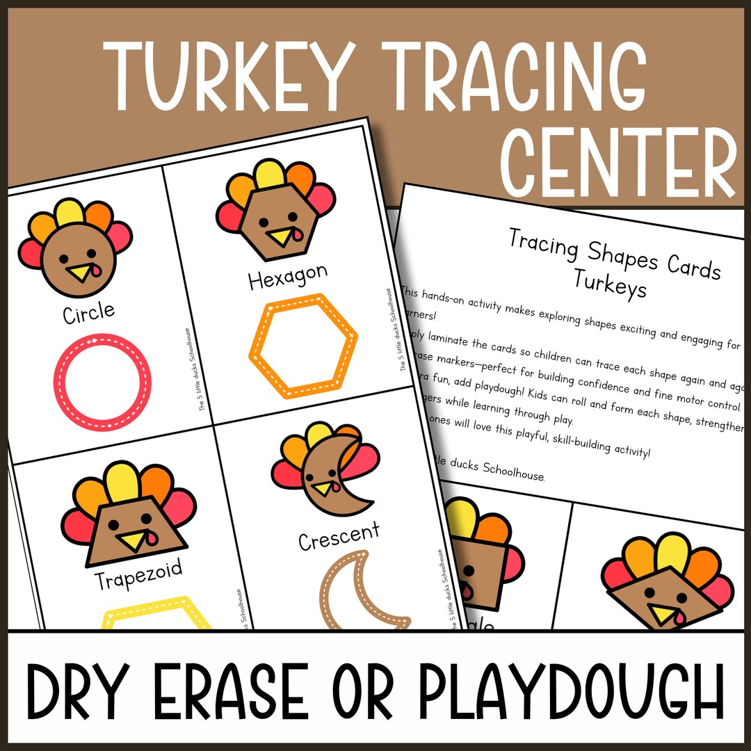 Thanksgiving Turkey Tracing Shapes - 14 Shapes & 2 Card Sizes for Fun ...