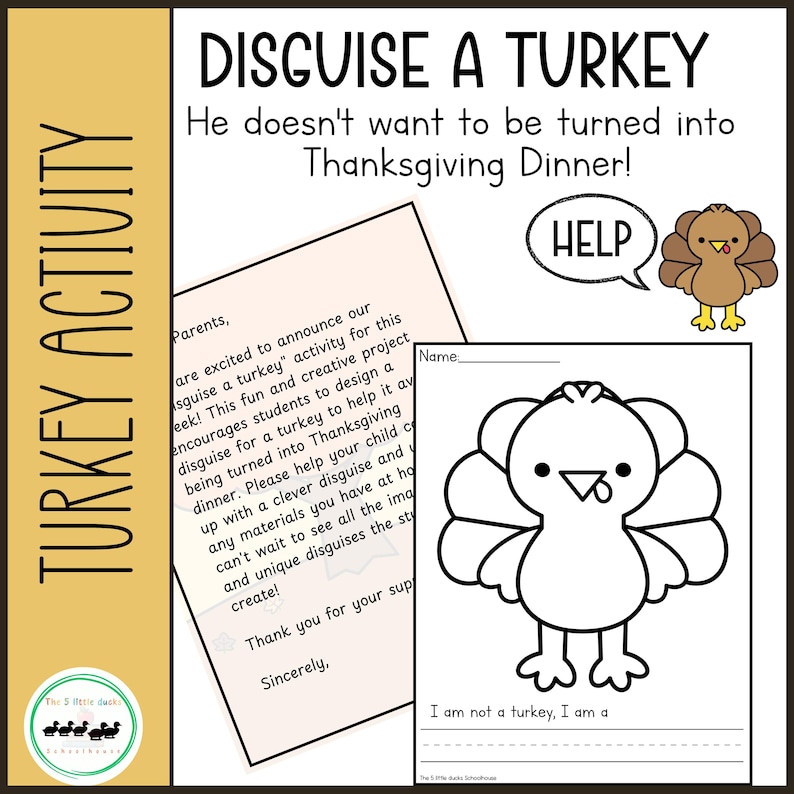 Disguise a Turkey Activity: Printable Thanksgiving Craft (PDF) - Etsy