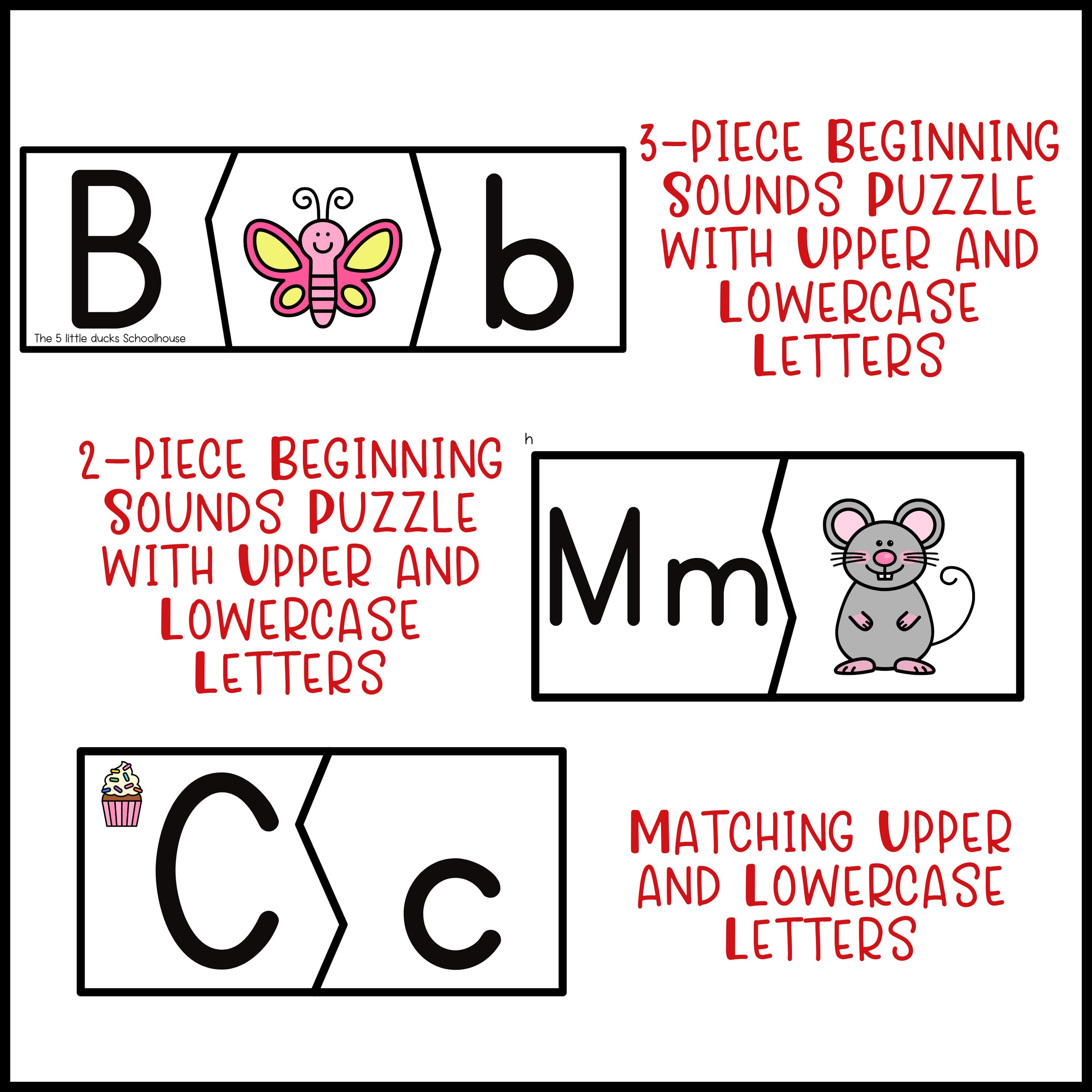 Printable Alphabet Beginning Sounds Matching Puzzles for Preschool and ...