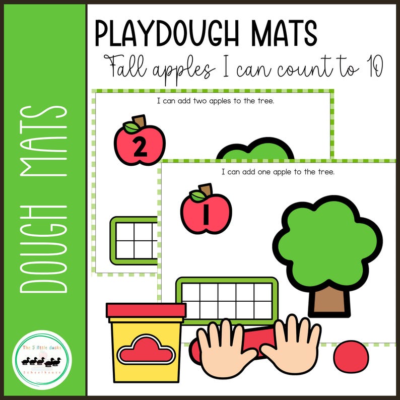 Apple Tree Playdough Mats: Fall Math Activity (digital Download) - Etsy