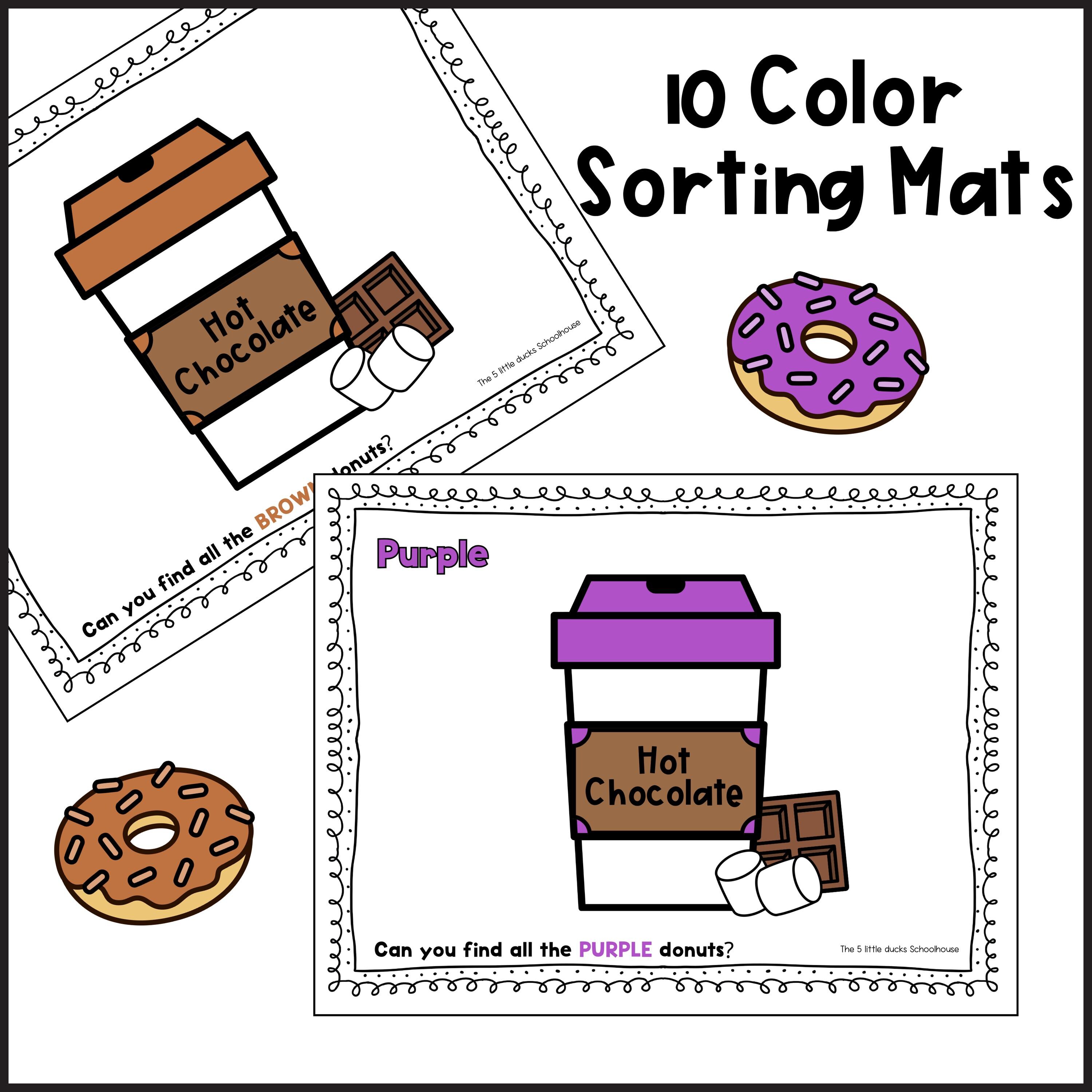 Color Sorting Activity - Colorful Donuts & Hot Chocolate Learning ...