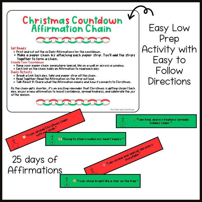 Affirmation Chain Advent Calendar: Christmas Positivity Countdown ...