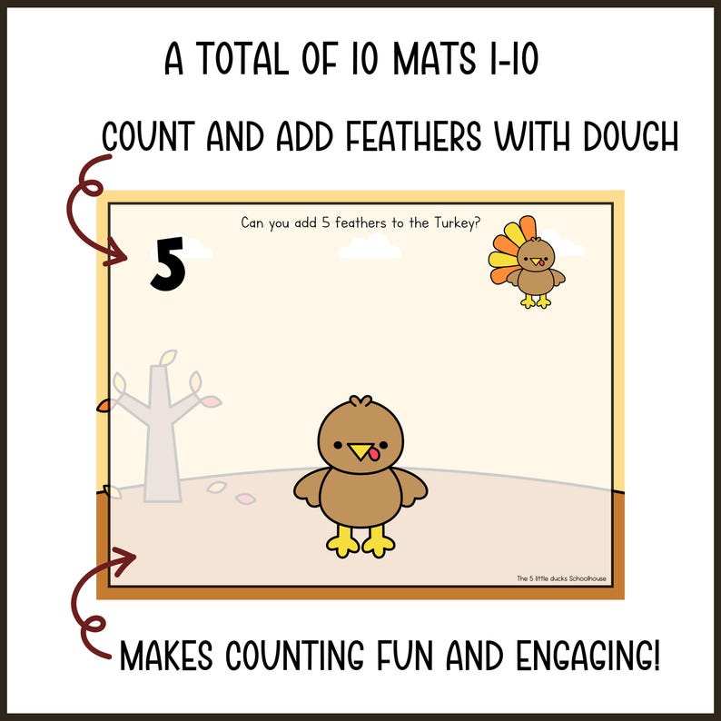 Counting Turkey Feathers Playdough Mats | Fun Thanksgiving Math ...