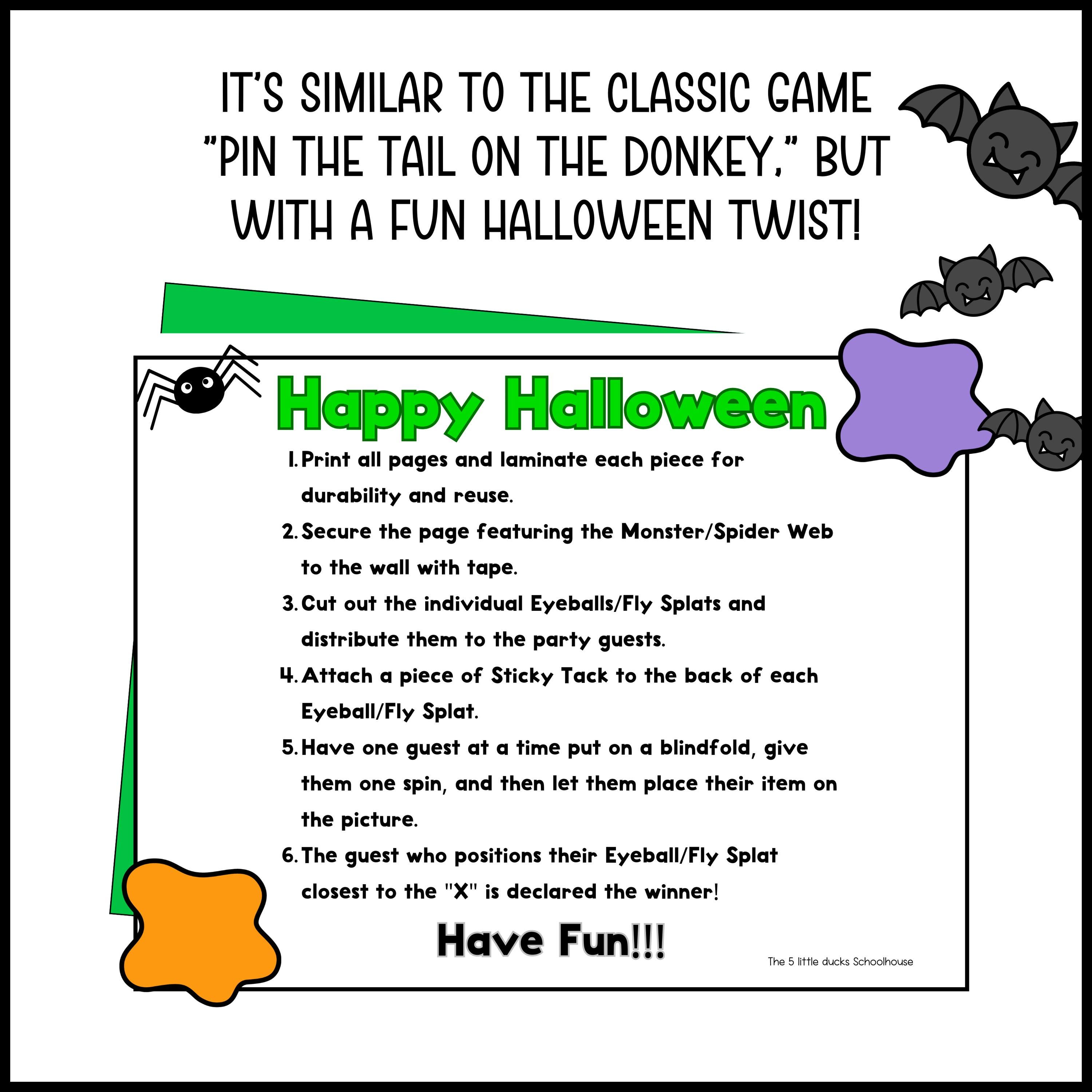 Halloween Party Game: Pin the Fly, Eyeball - Spooky Kids Activity - Etsy