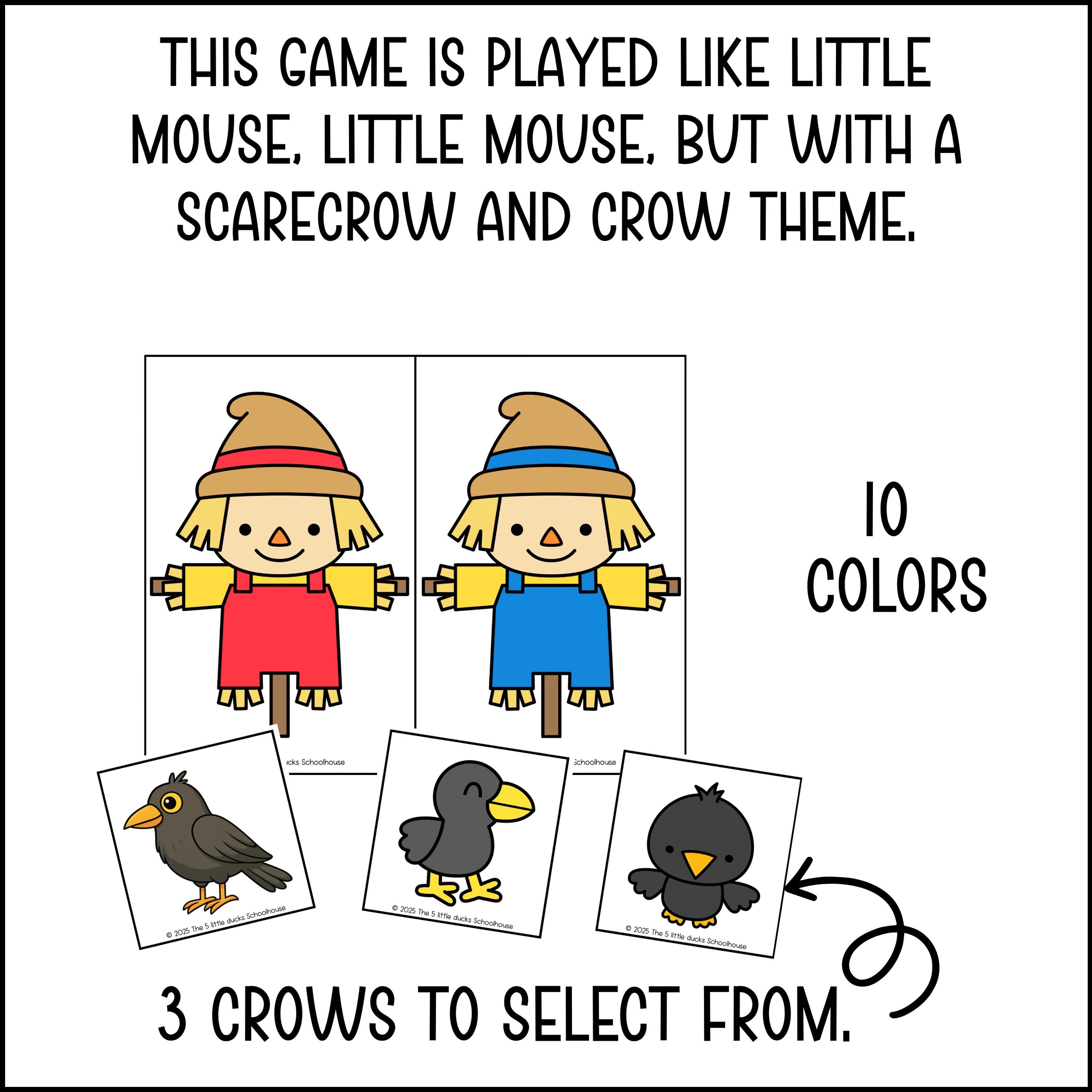 Scarecrow Color Guessing Game: Preschool Kindergarten Activity ...