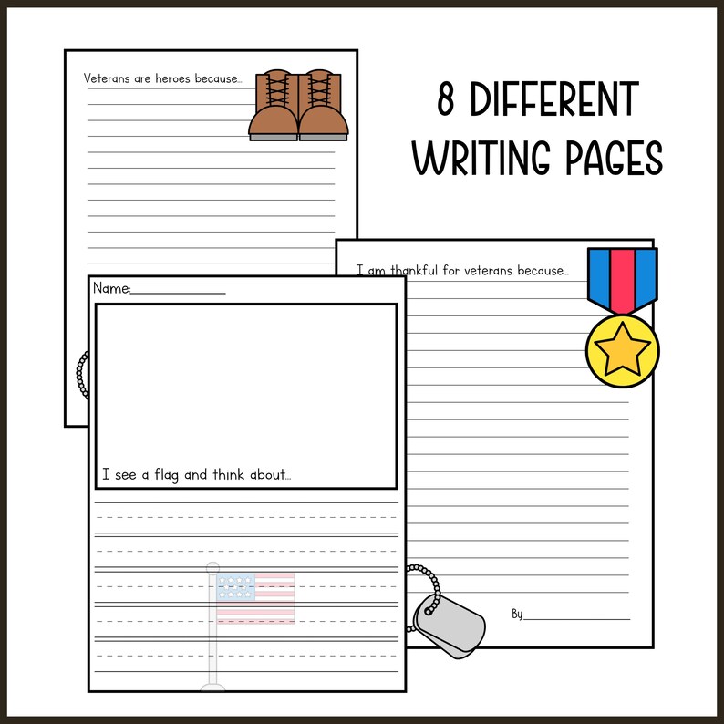 Veterans Day Activity Pack: Poem, Coloring Pages, Writing Prompts ...