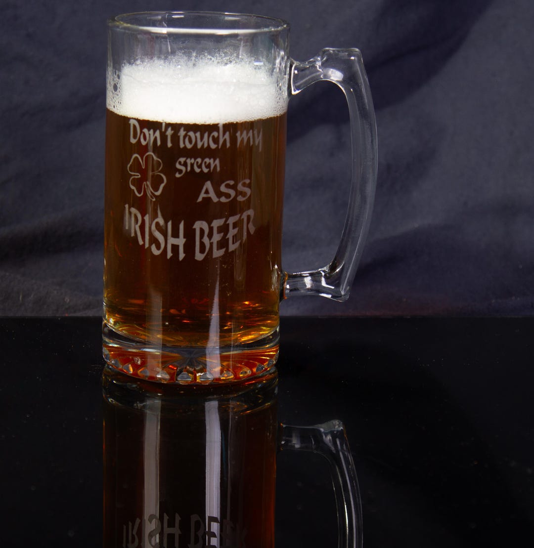 St Patrick's Day Etched Beer Mugs Don't Touch My Beer. - Etsy