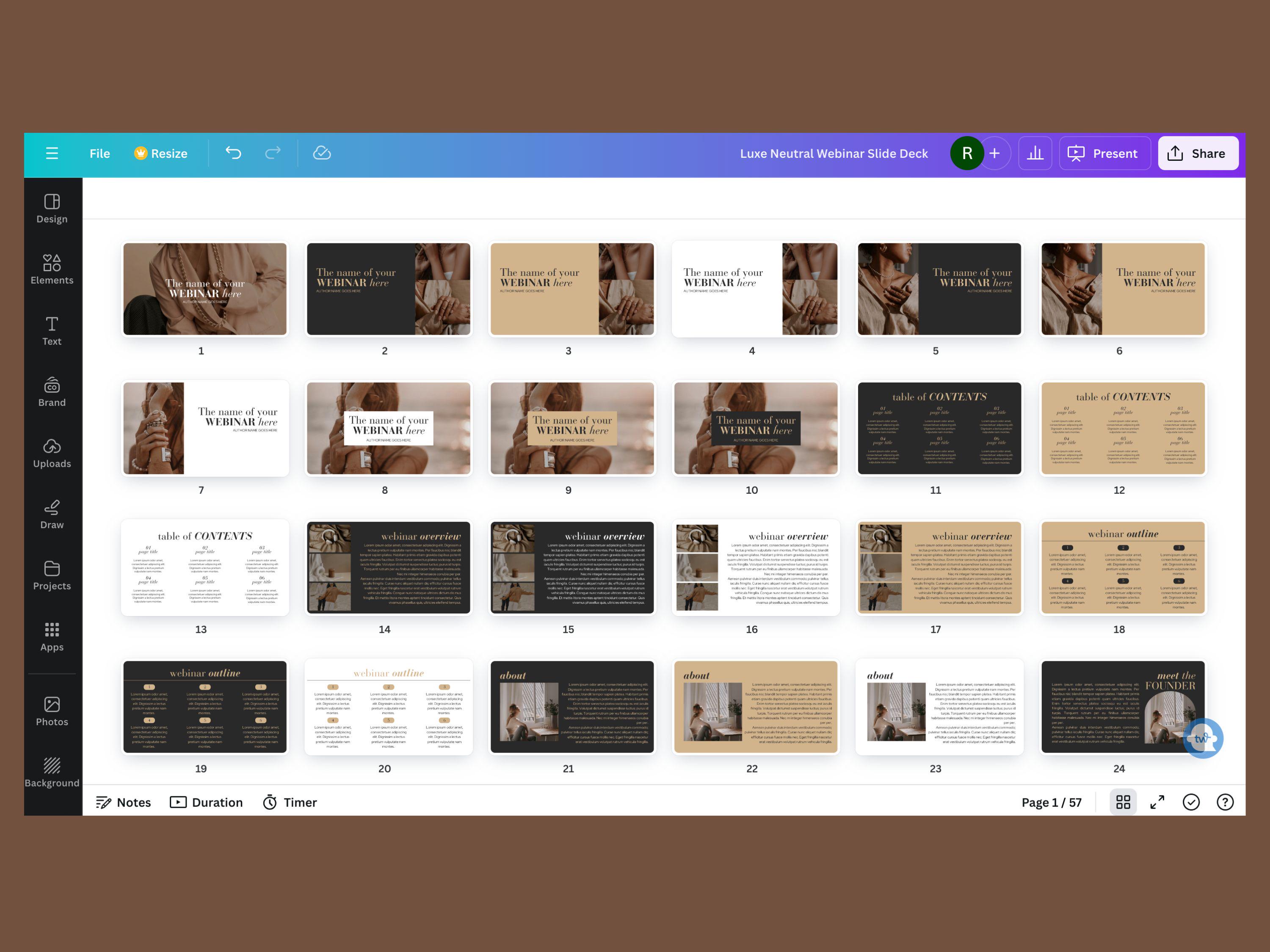 CANVA Neutral Luxe Slide Deck Template, Presentation Template, Modern ...