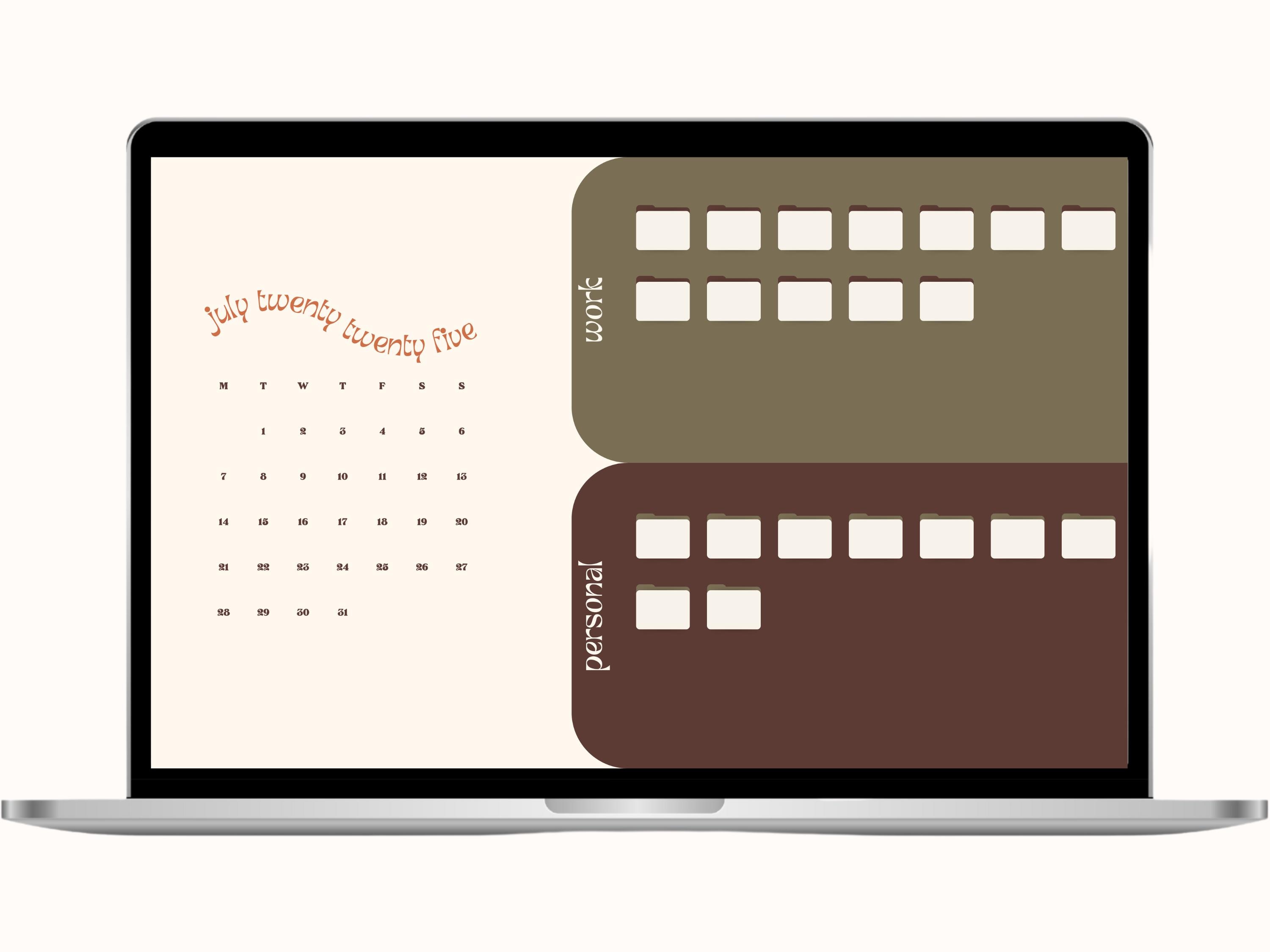 2025 Retro Calendar Desktop Wallpaper With Bonus Icons (digital ...