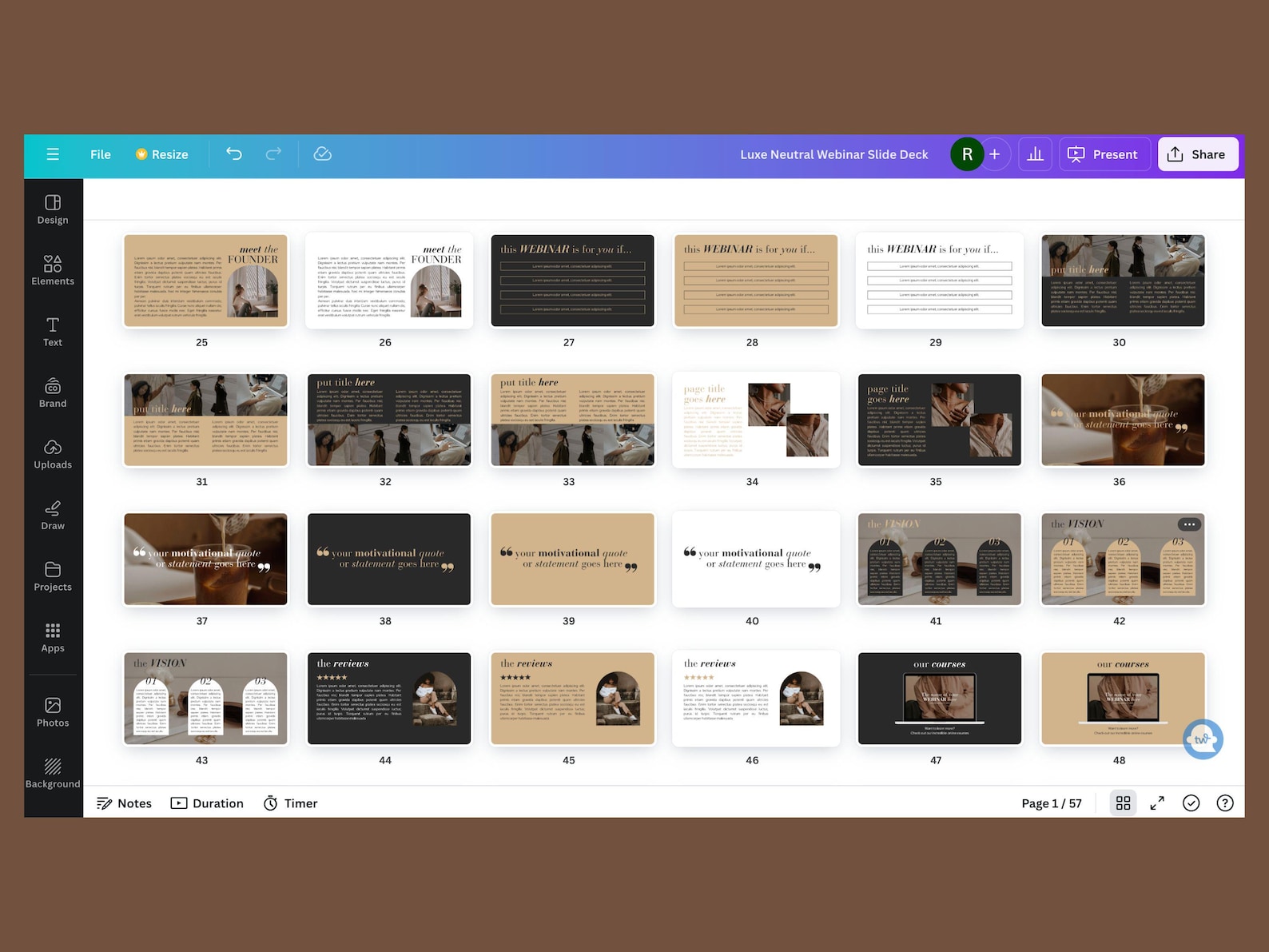 CANVA Neutral Luxe Slide Deck Template, Presentation Template, Modern ...