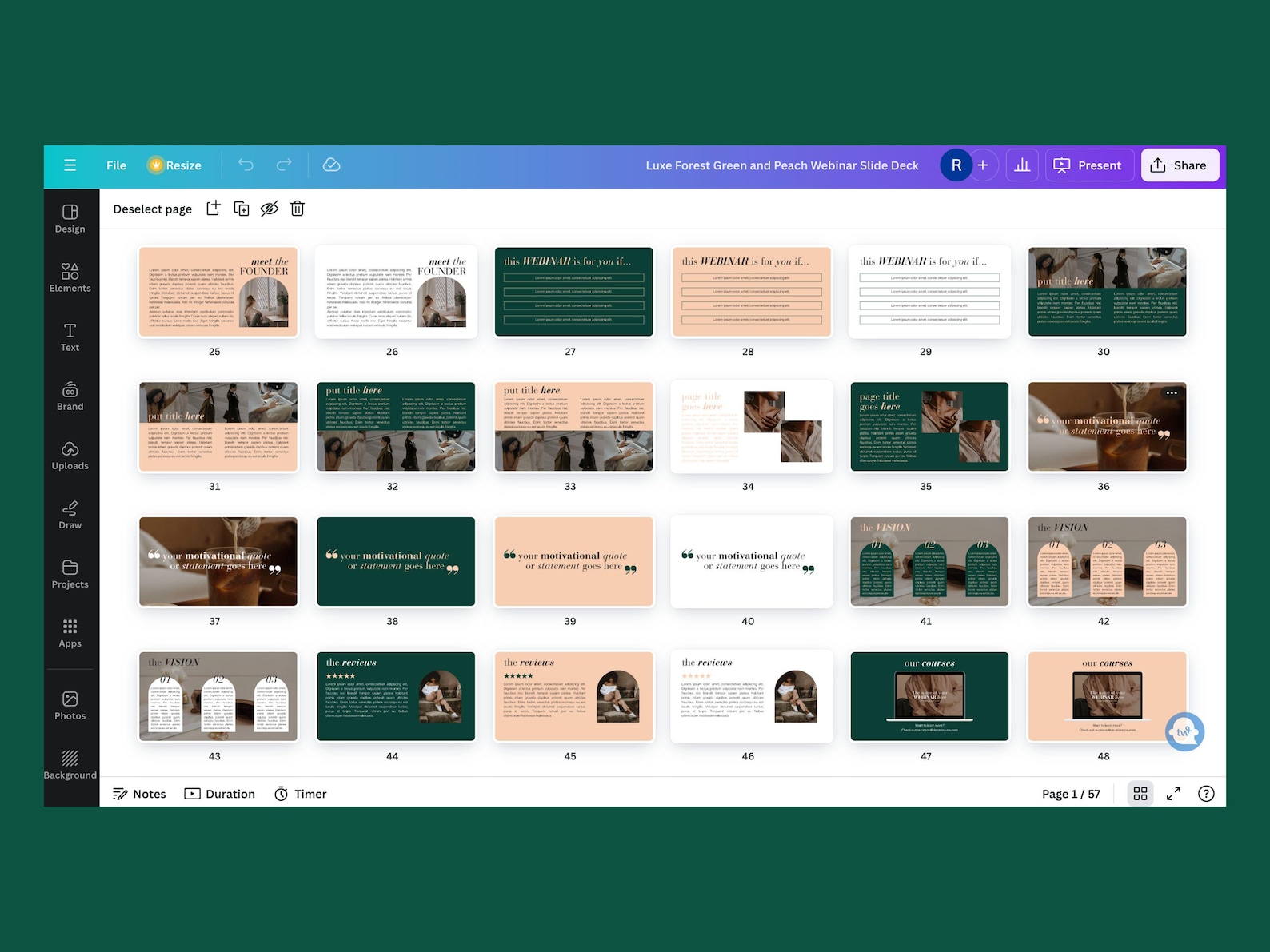 CANVA Forest Green and Peach Luxe Slide Deck Template, Presentation ...