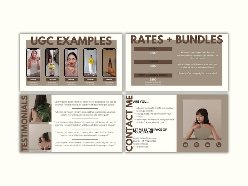 Minimalist UGC Portfolio Template: Neutral Presentation (canva) - Etsy UK