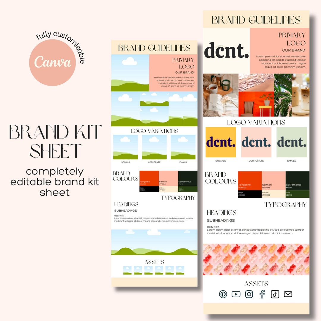 Brand Guidelines Sheet Template for Canva | Branding Board Kit | Brand ...