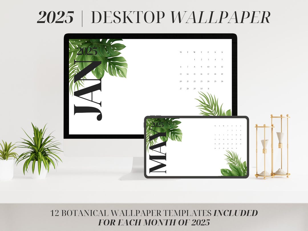 Minimalist Botanical 2025 Desktop Wallpaper | Calendar Wallpaper ...