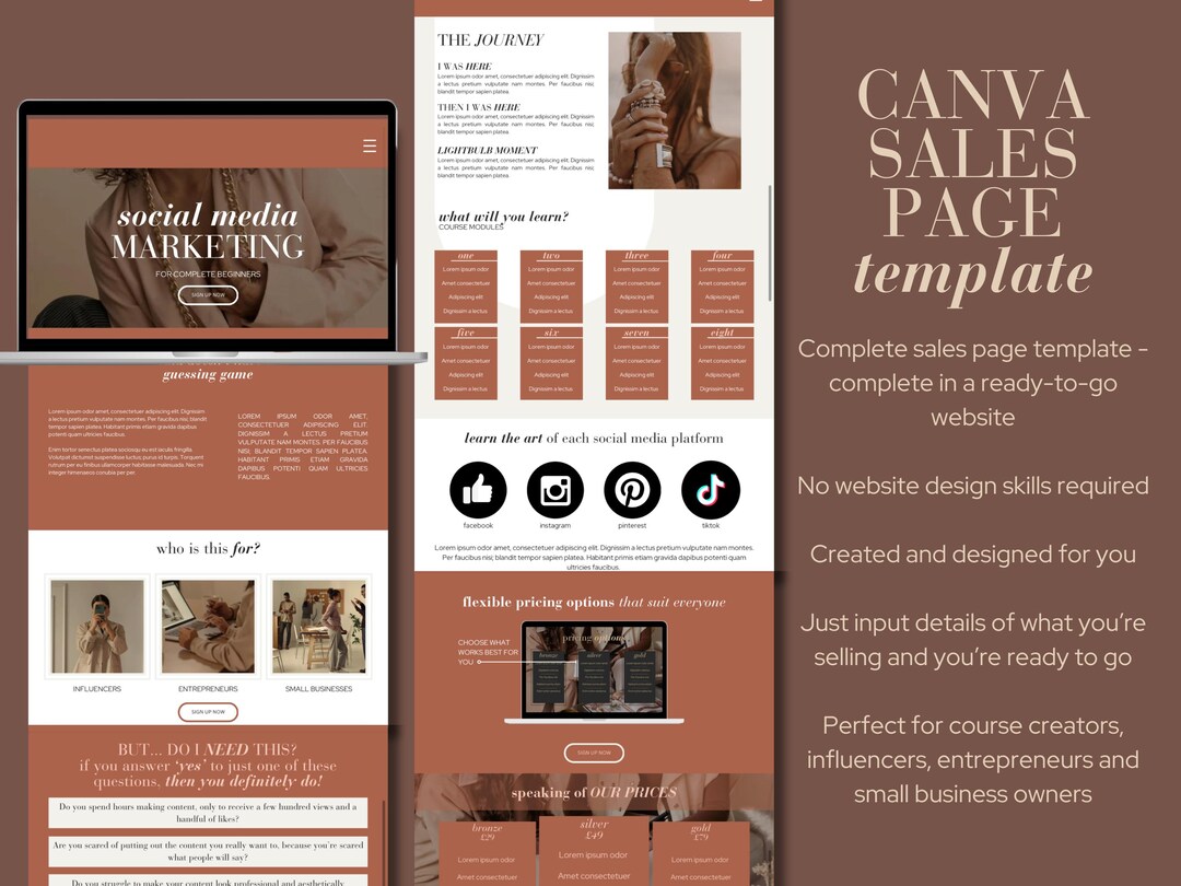 High Converting CANVA Warm Fall Autumn Minimalist Luxe Sales Page ...