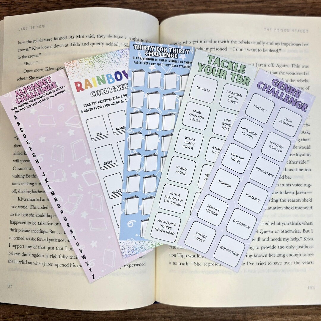 Reading Challenge Bookmarks (set of 5) - Etsy