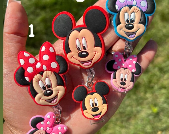 Mickey and Minnie Mouse Badge Reel Mickey Mouse ID Holder Minnie Mouse ...