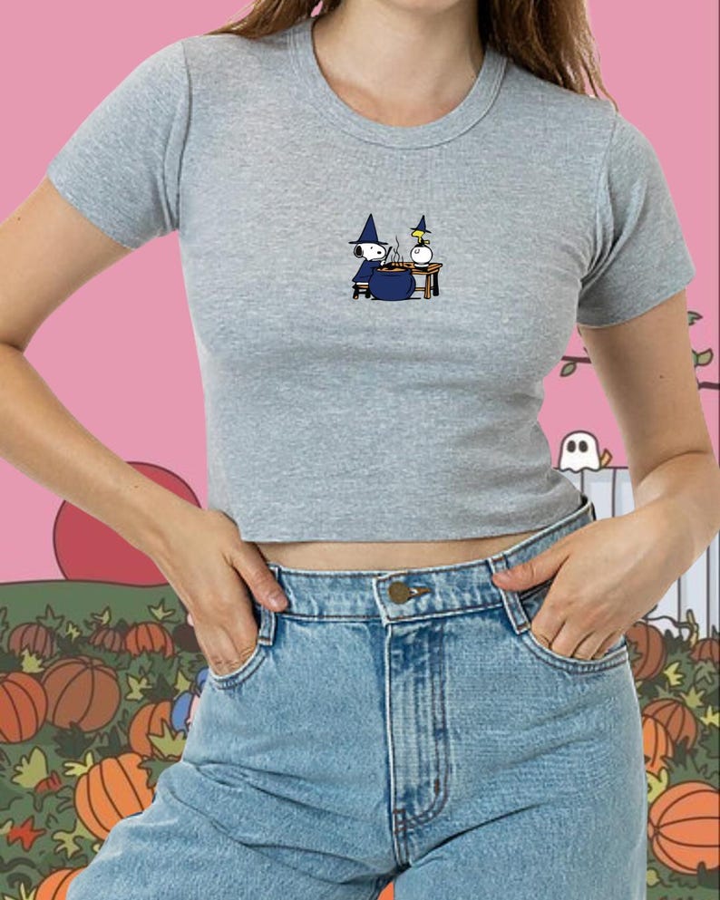 Snoopy Witch Crop Top Peanuts Halloween Tee Cute Fall Graphic Shirt - Etsy